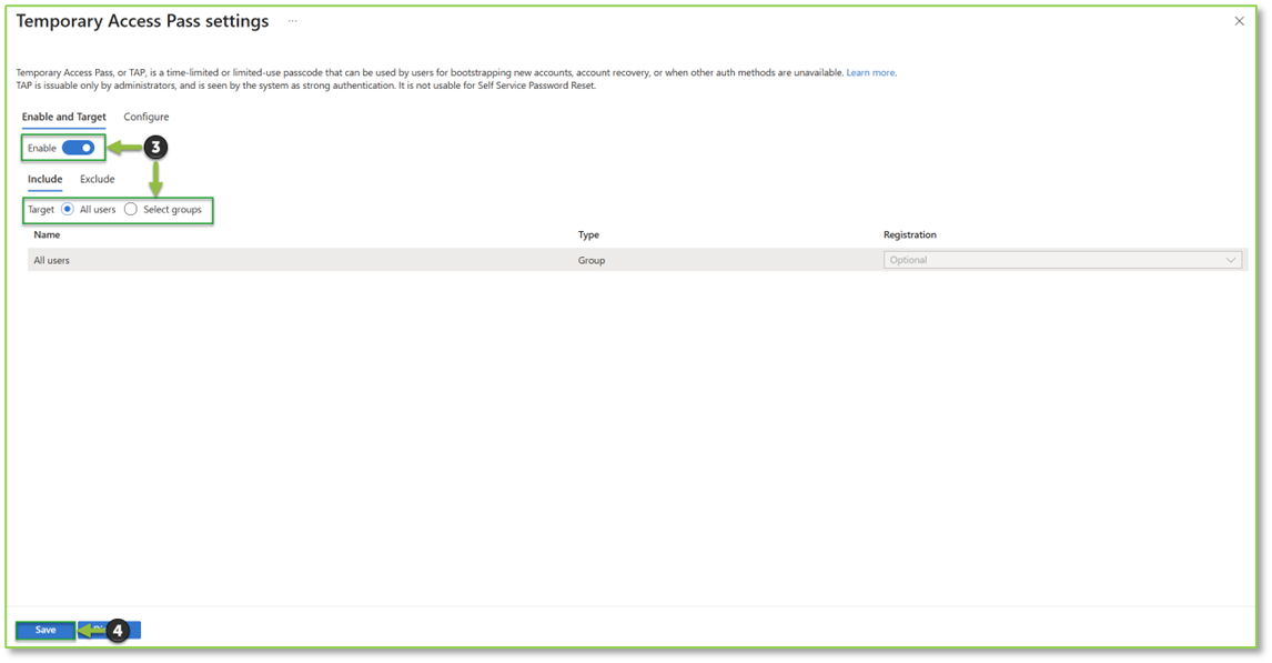 Manage Temporary Access Pass (TAP)
