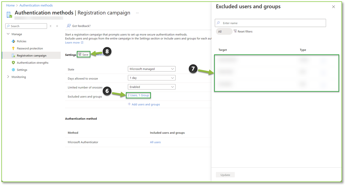 MFA Registration Campaign Exception