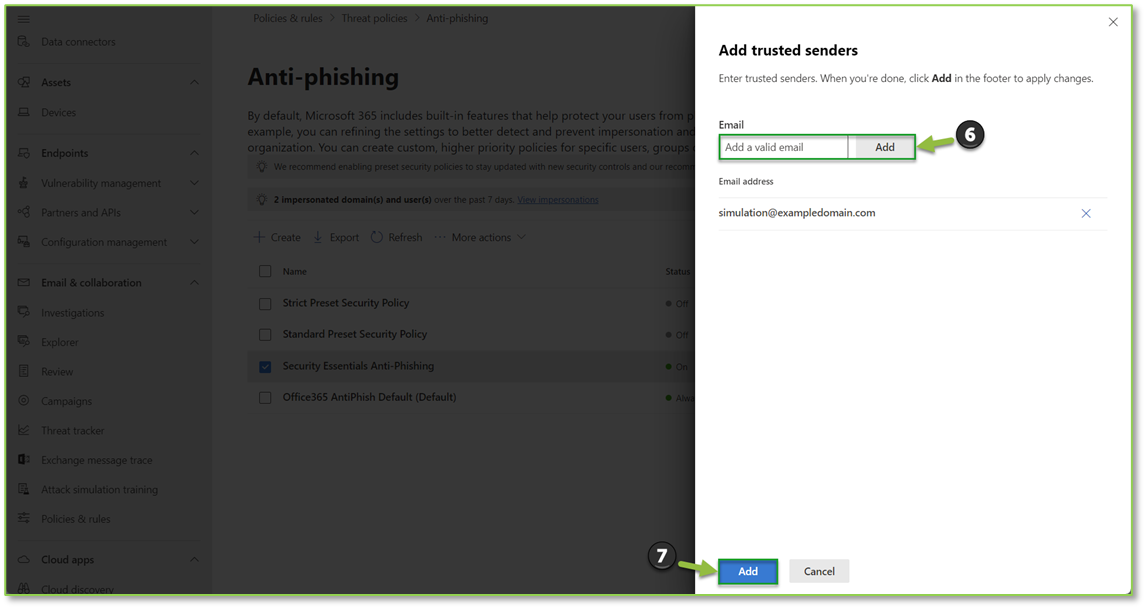 Defender for Email Impersonation Allowance