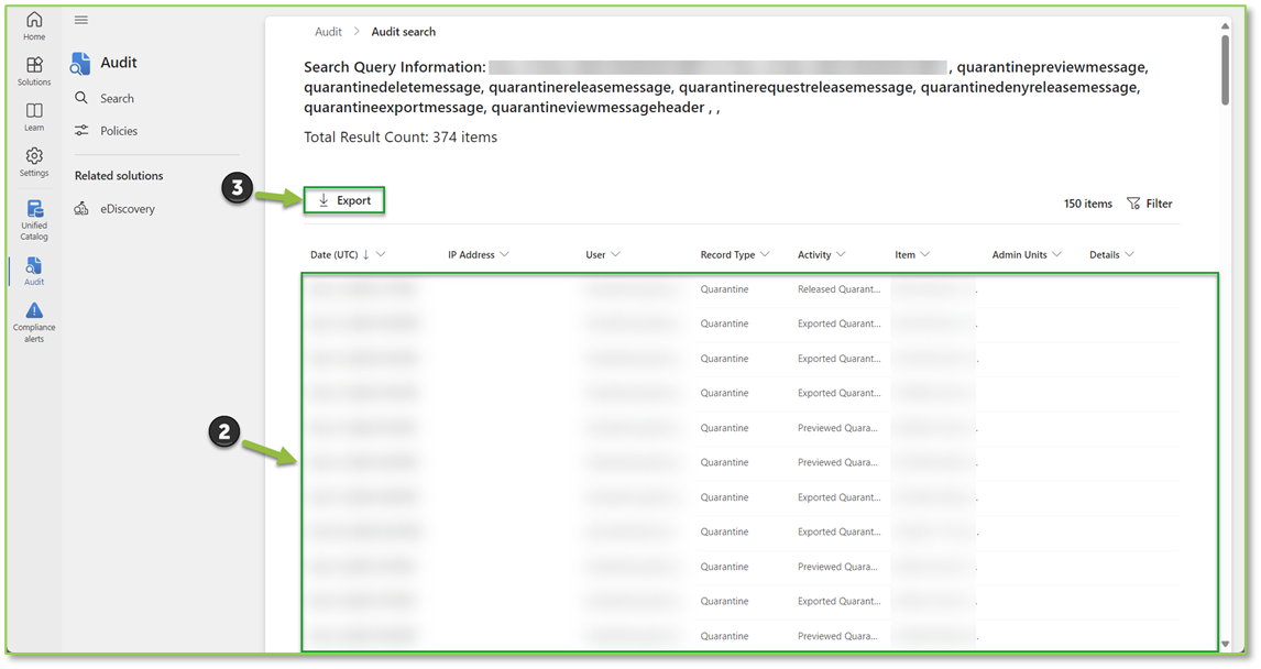 Purview Audit Export Action