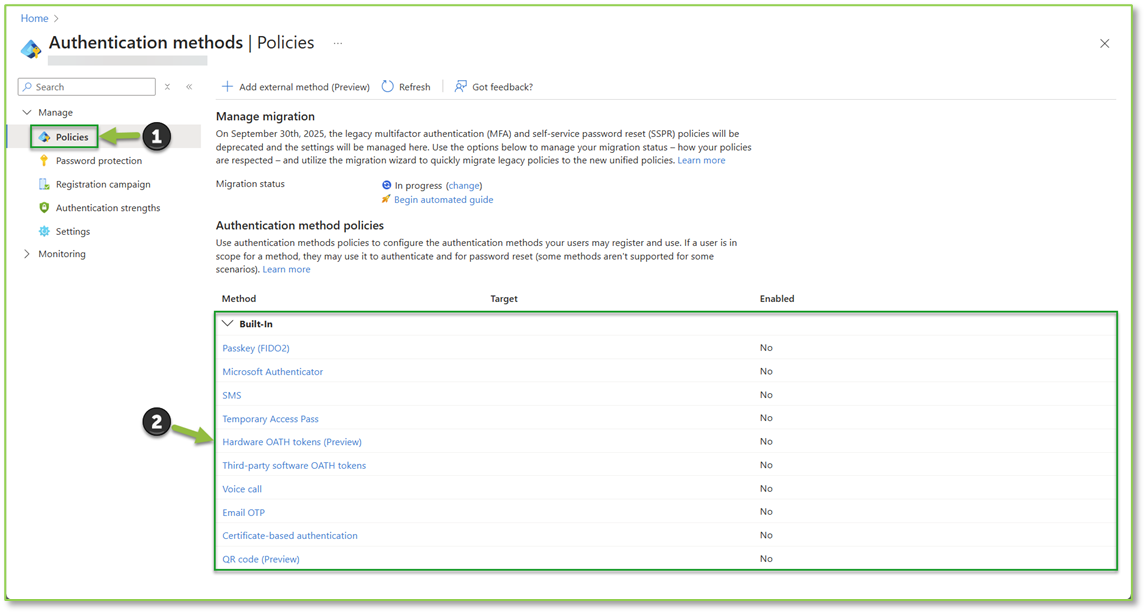 MFA Authentication Methods User Removal