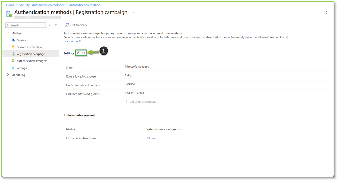 MFA Registration Campaign Modification