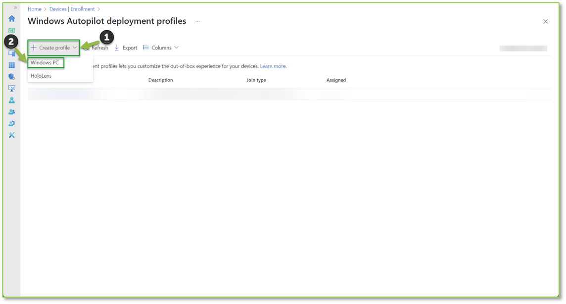 AutoPilot Deployment Profile Creation
