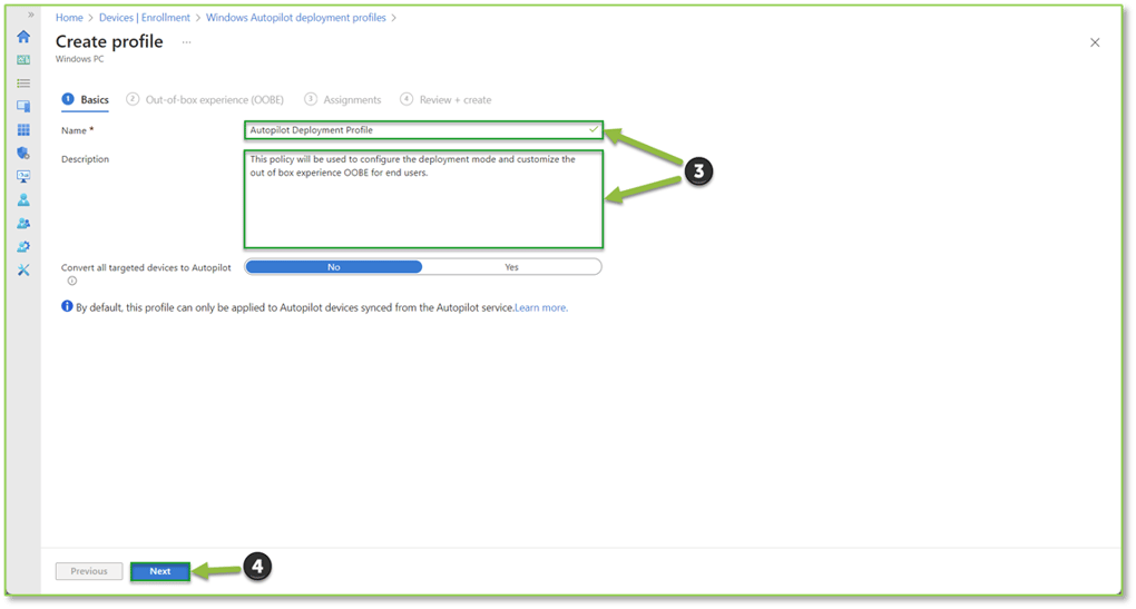 AutoPilot Deployment Profile Creation