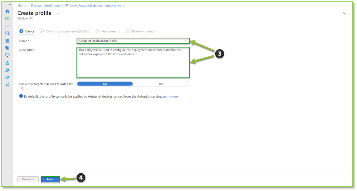 AutoPilot Deployment Profile Creation