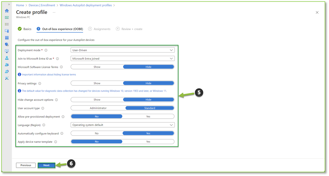 AutoPilot Deployment Profile Creation