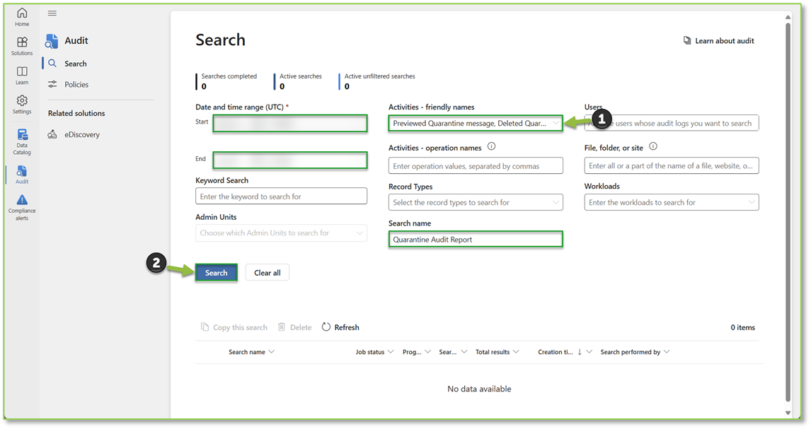 Purview Audit Search Action