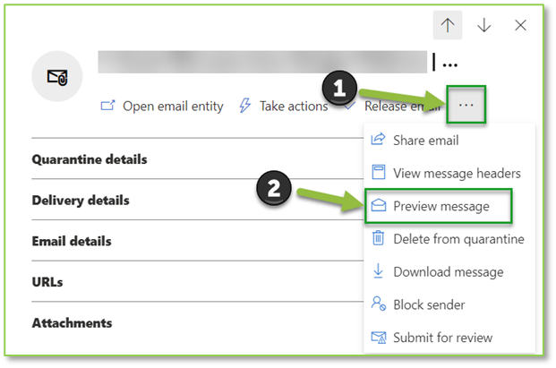 Defender for Email Preview Message Action