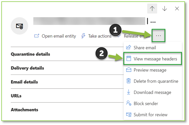 Defender for Email View Message Headers Action