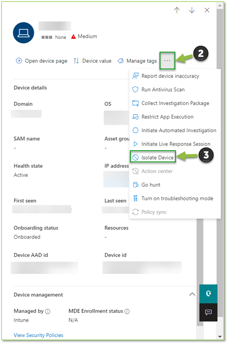Defender for Endpoint Isolation Action