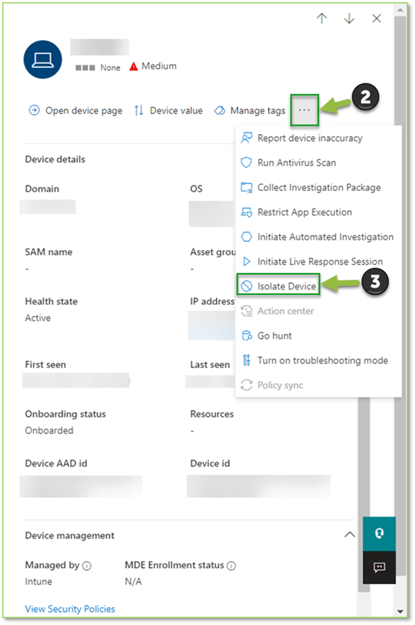 Defender for Endpoint Isolation Action