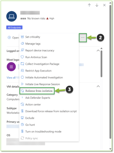 Defender for Endpoint De-Isolation Action