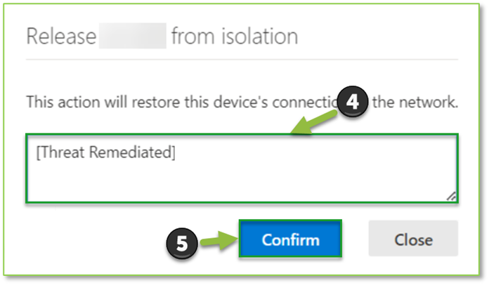 Defender for Endpoint De-Isolation Action