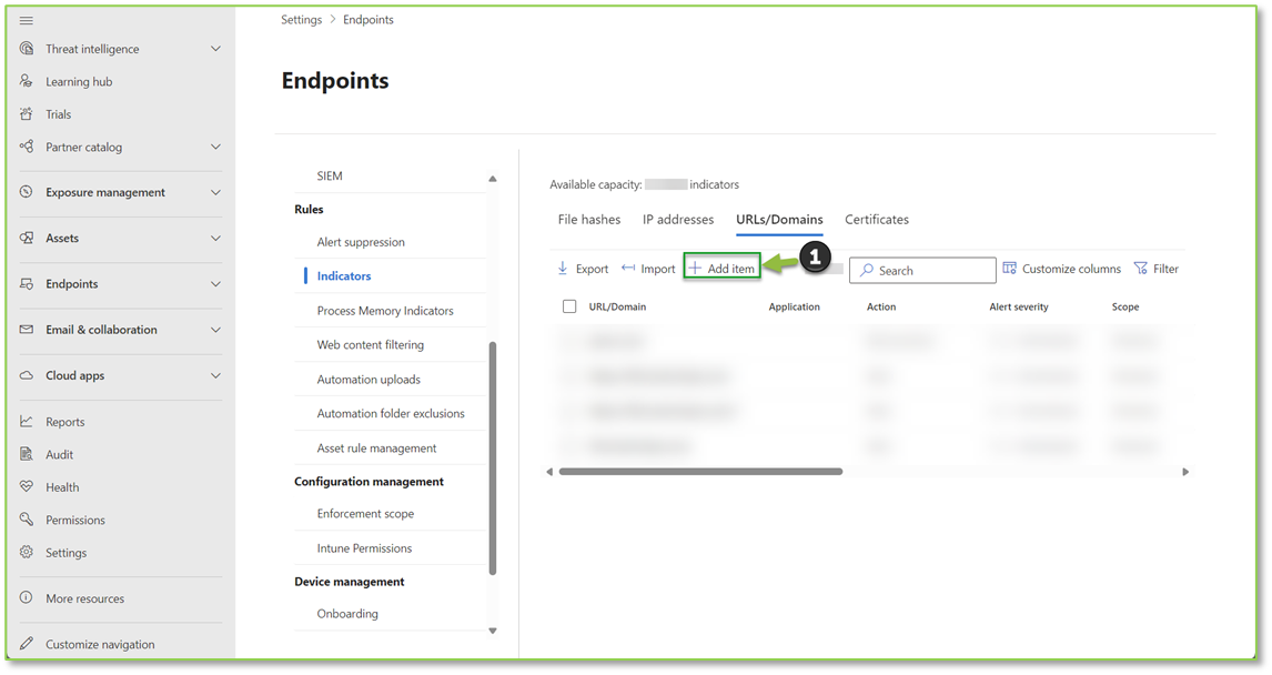 Defender for Endpoint URL/Domain IOC Block