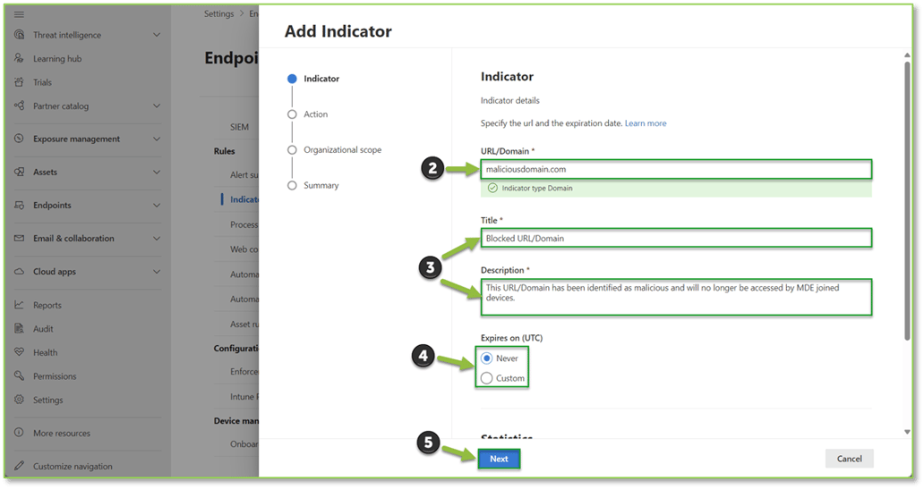 Defender for Endpoint URL/Domain IOC Block
