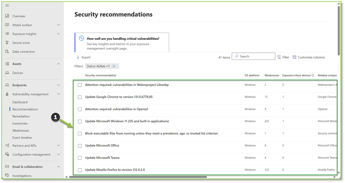 Defender Vulnerability Management Exception Action