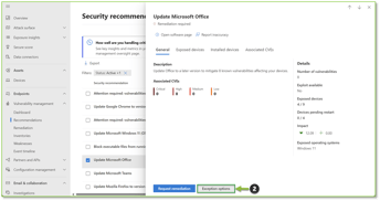 Defender Vulnerability Management Exception Action