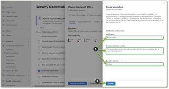Defender Vulnerability Management Exception Action