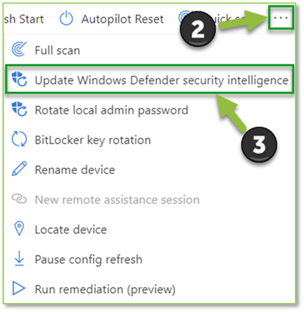 Device Defender Intelligence Update Action