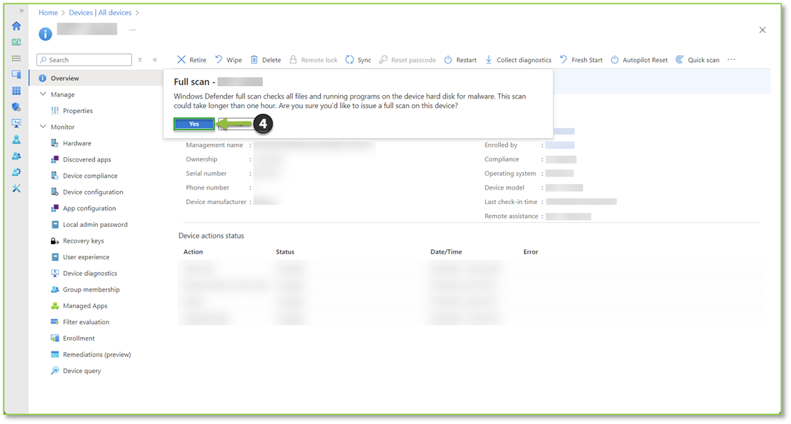 Device Full Scan Action
