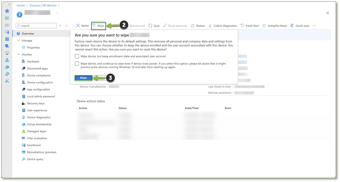 Device Wipe Action